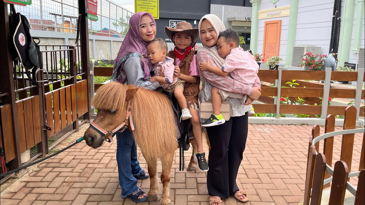 Playo Dania Bengkulu, naik kuda poni, main bersama di mini zoo, naik ...
