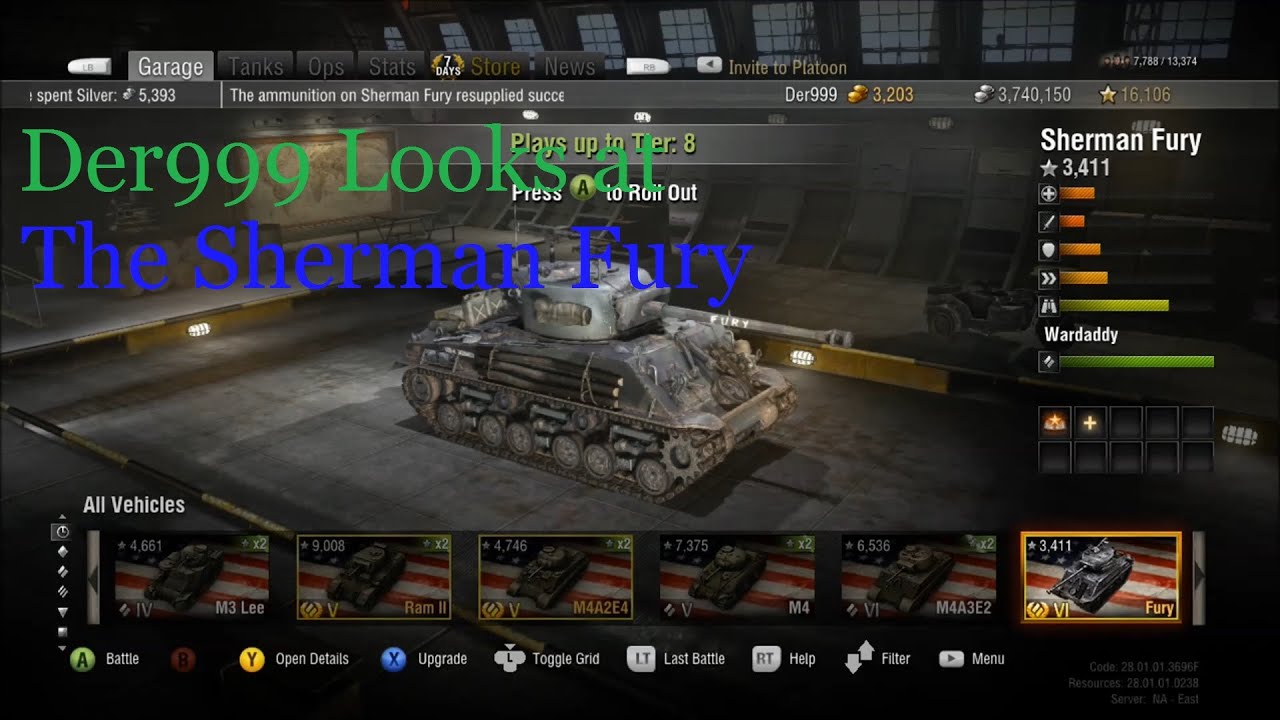 Der999 Looks at the Sherman Fury in World of Tanks: Xbox 360 Edition ...