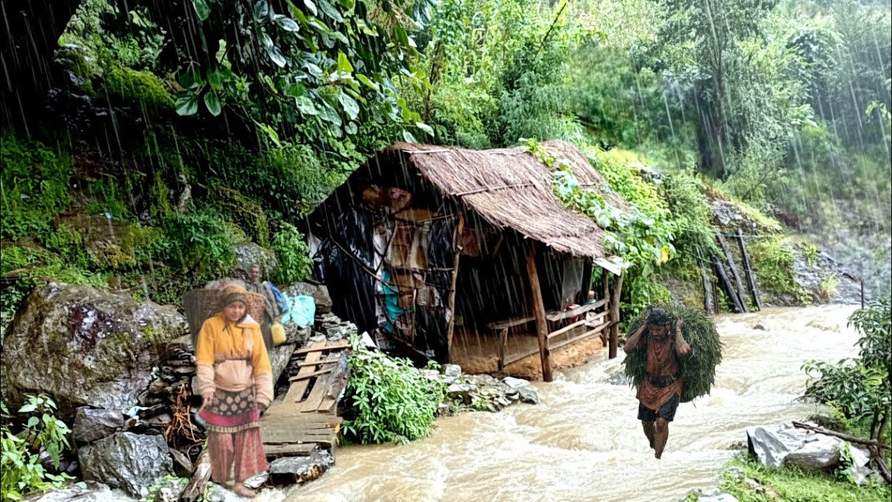 Himalayan Village Life in Heavy Rain Season | Daily Activities People ...