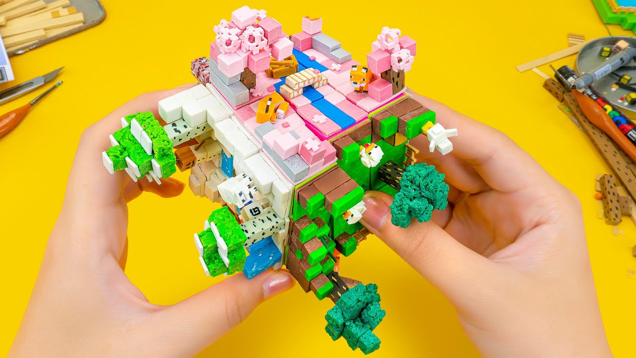 Making Minecraft Miniature World On Rubik 3x3 🌍 Polymer Clay ASMR - YouTube