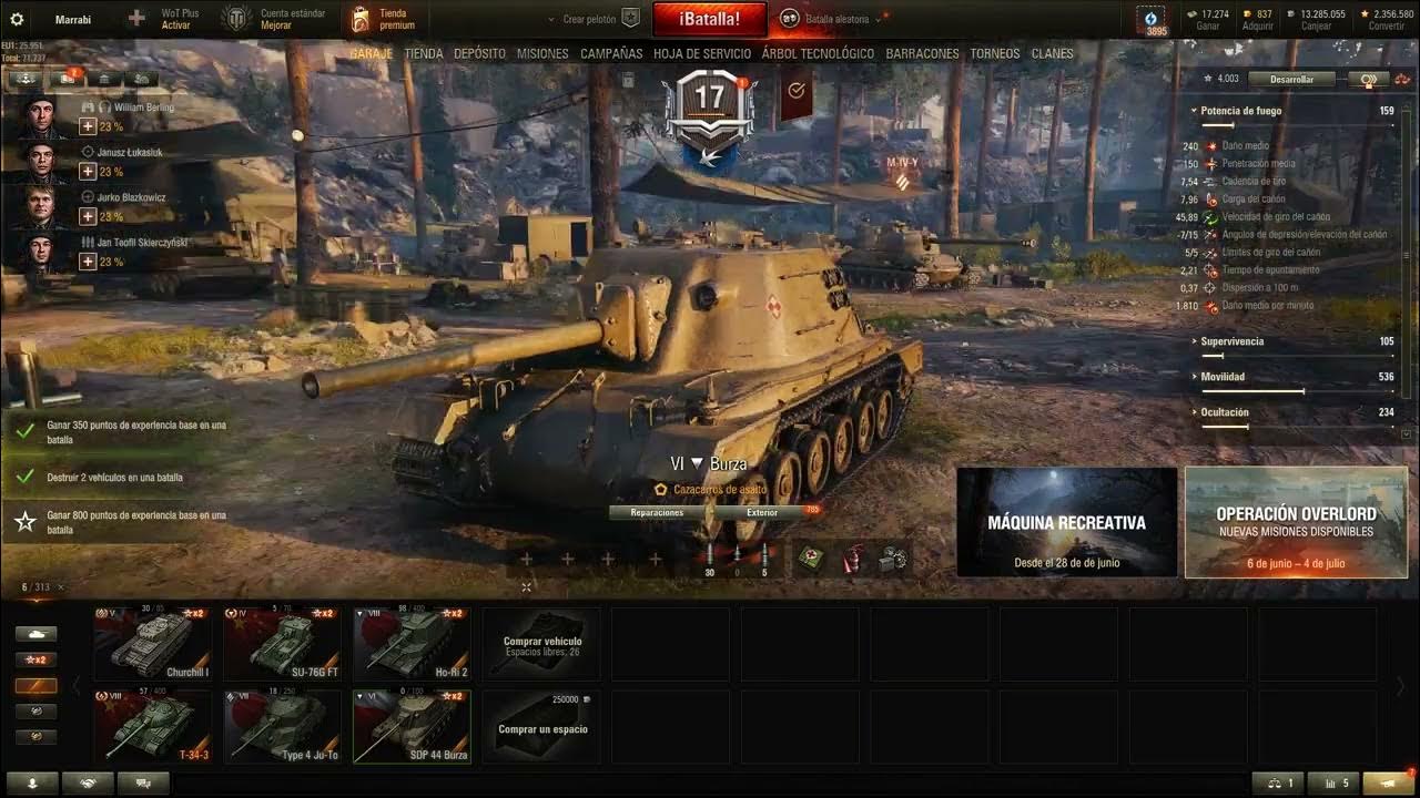 #186 WoT estrenos. Cazacarros polaco tier VI: Blindaje frontal - SDP 44 Burza - YouTube