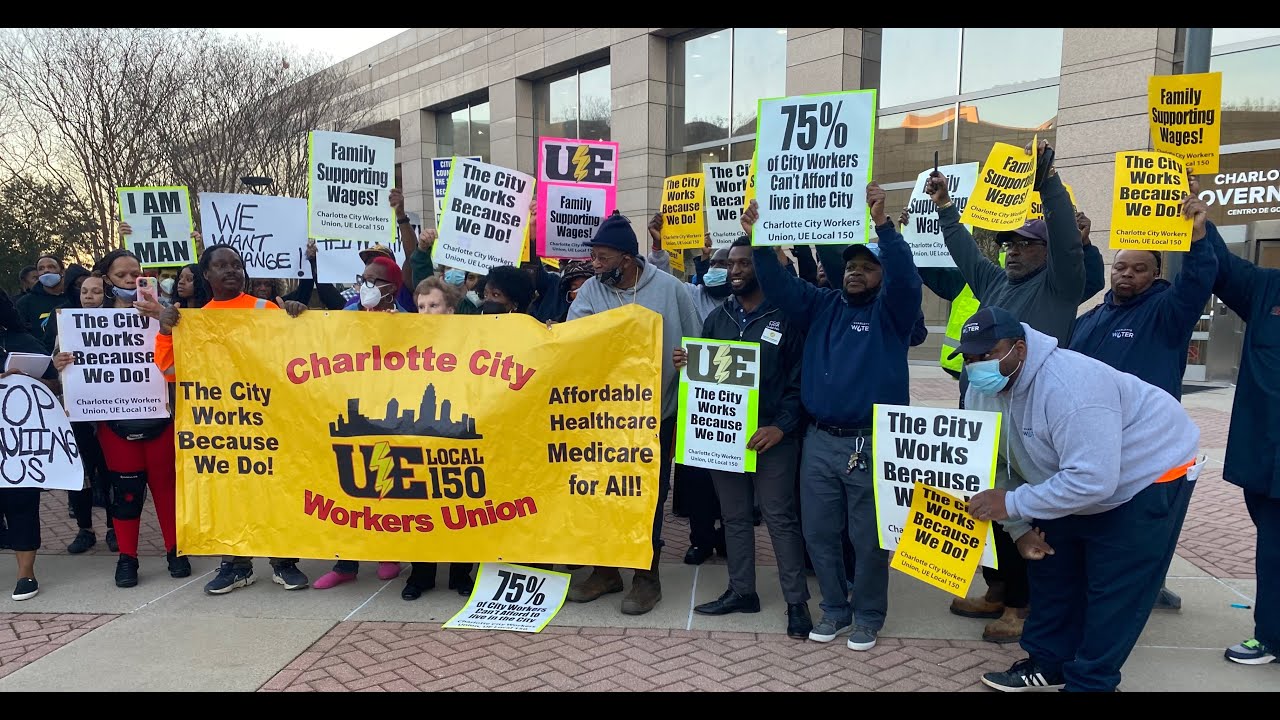 Charlotte City Workers Union rally at Council meeting, 2-28-22 - YouTube