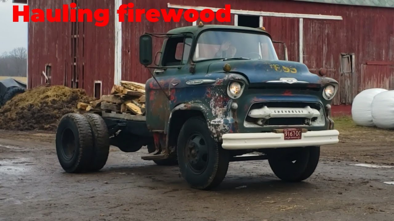 Hauling Firewood with a 1957 Chevy 5400 - YouTube