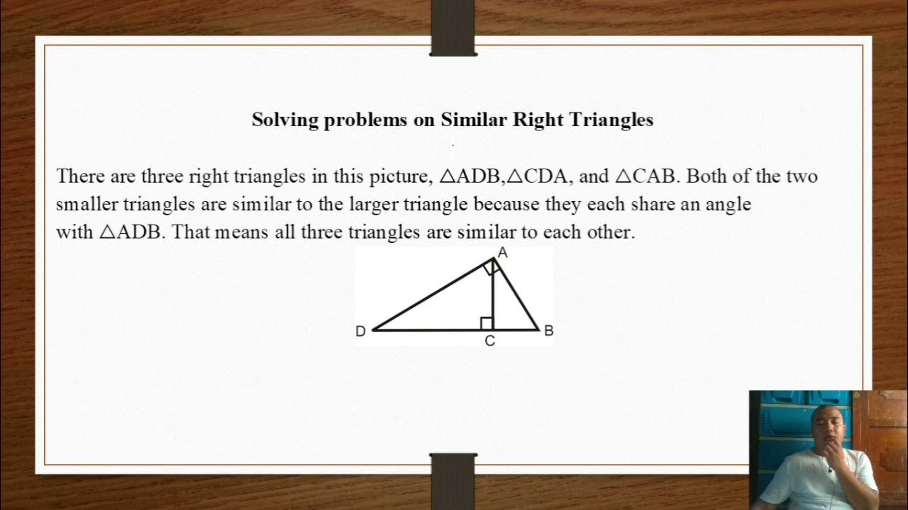 Solving Problems Involving Triangle Similarity and Right Triangles (Math 9) Q3 - YouTube
