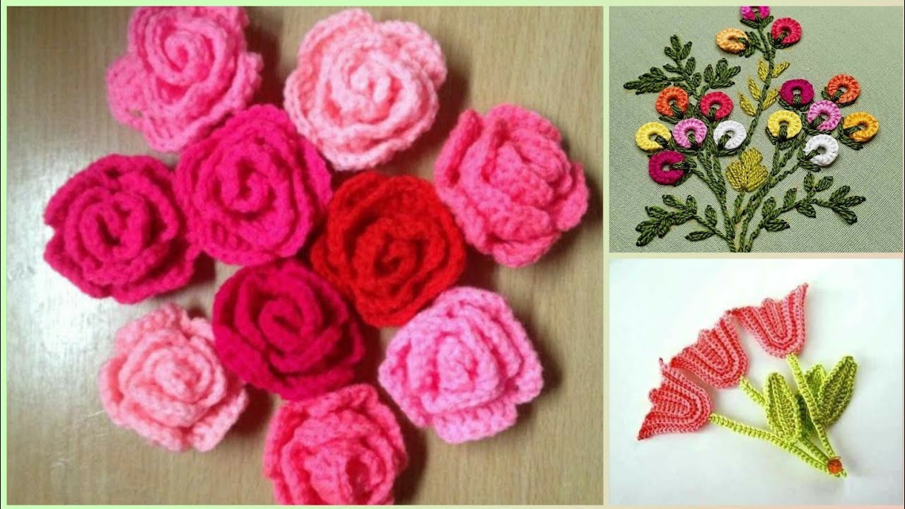Creative Free Hand Crochet Pattern And Flower Sample Design Ideas - YouTube
