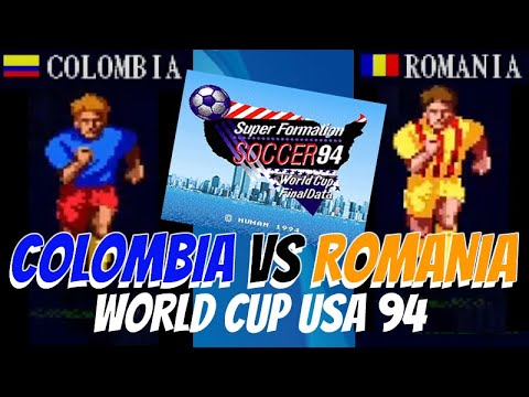 WORLD CUP 94 USA 5 Colombia vs Romania (Super Formation Soccer 94 World ...