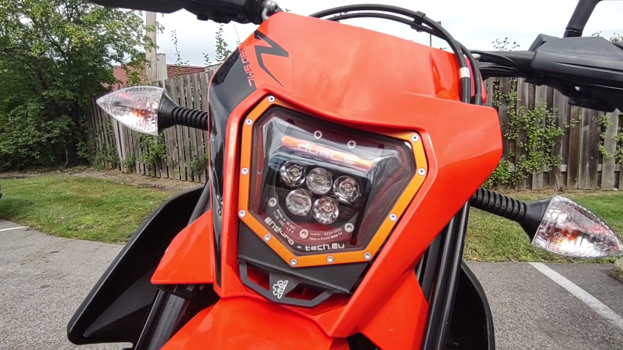DUAL.5 led headlight on 2021 KTM 690 smcr - YouTube