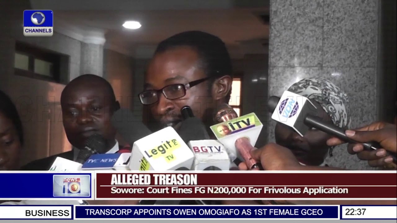 Sowore: Court Fines FG N200,000 For Frivolous Application - YouTube