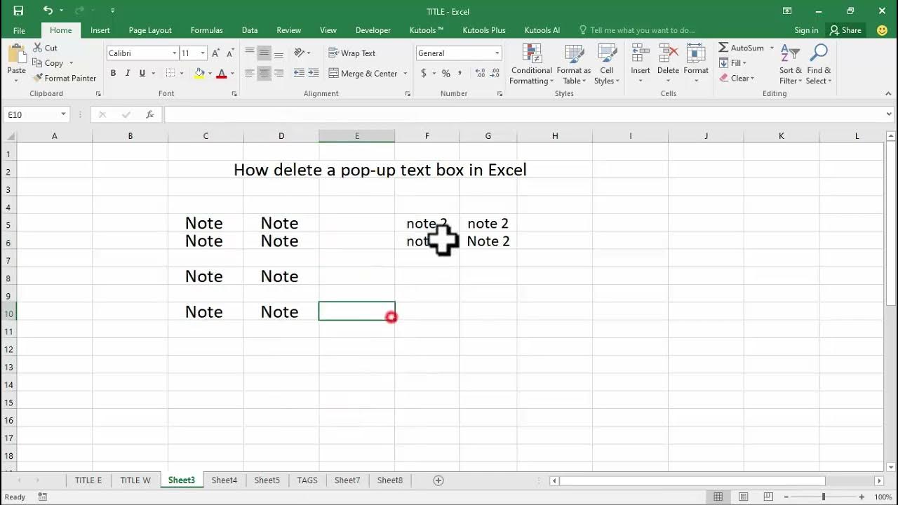 How delete a pop up text box in Excel - YouTube