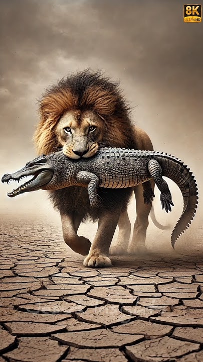 The Lion's Revenge: Battling the Crocodile for Survival 🦁🐊 #animals # ...