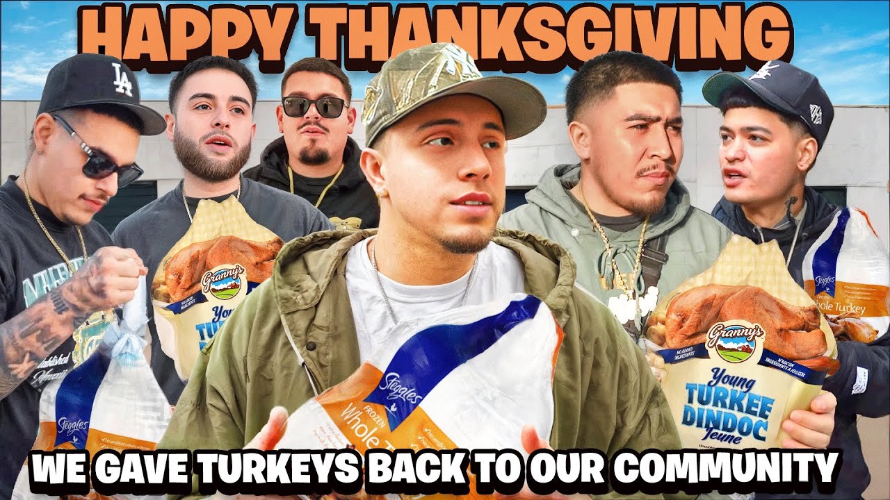 WE GAVE TURKEYS OUT TO THE HOOD !! - YouTube