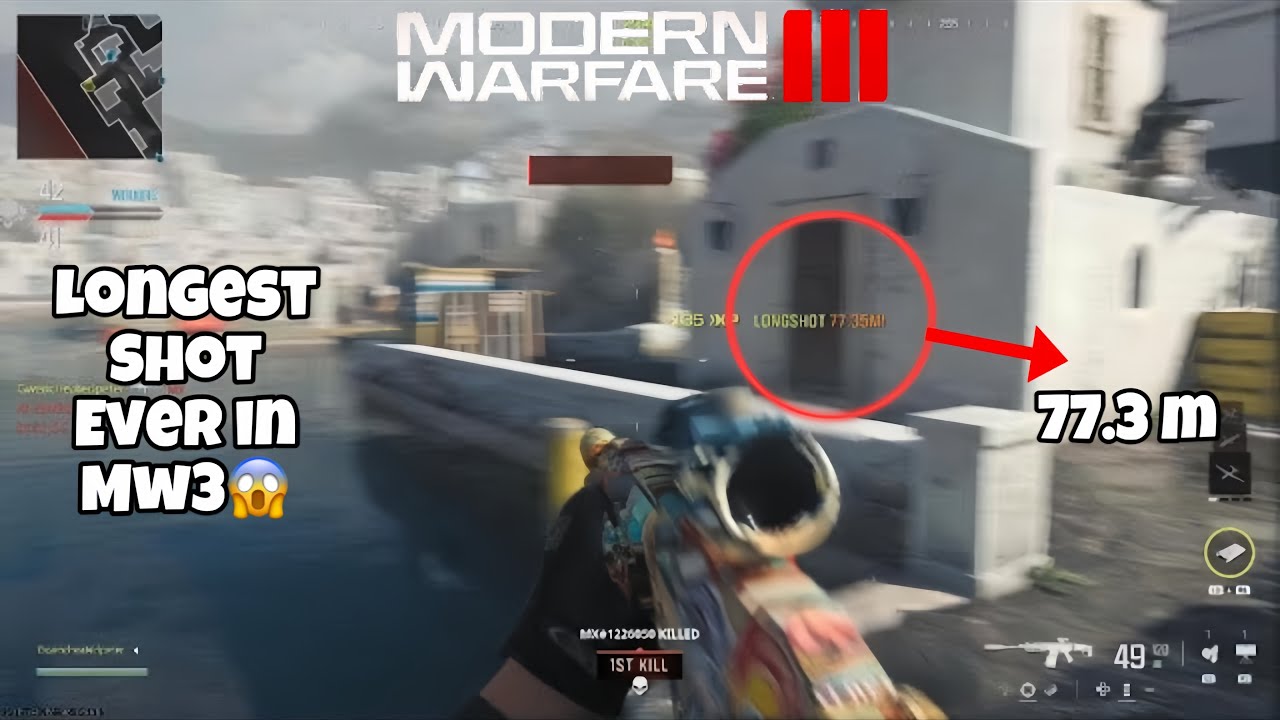 *LONGEST SHOT EVER(77.35m) IN CALL OF DUTY MODERN WARFARE 3* GUINNESS ...