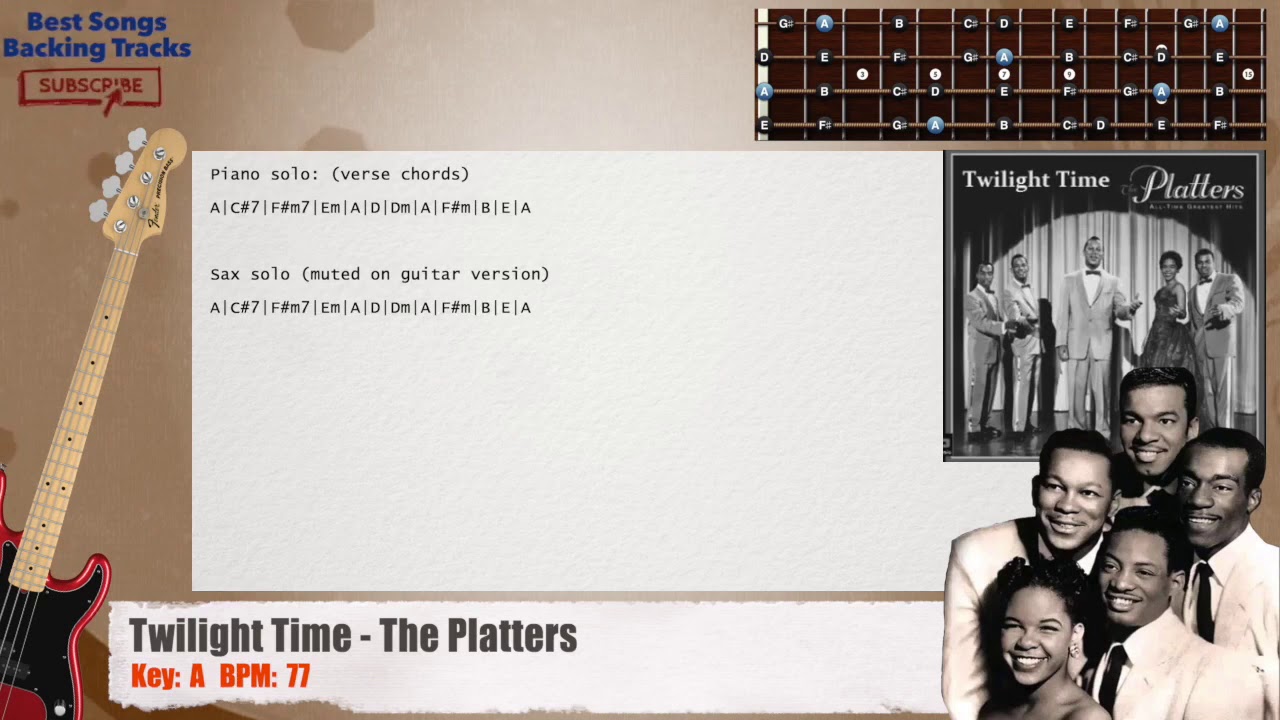 🎻 Twilight Time - The Platters Bass Backing Track with chords and ...