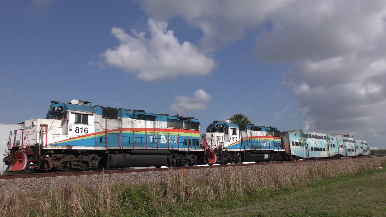 EMD GP49 "Double Header" on Tri-Rail P619-13 also Amtrak P098-13 and ...