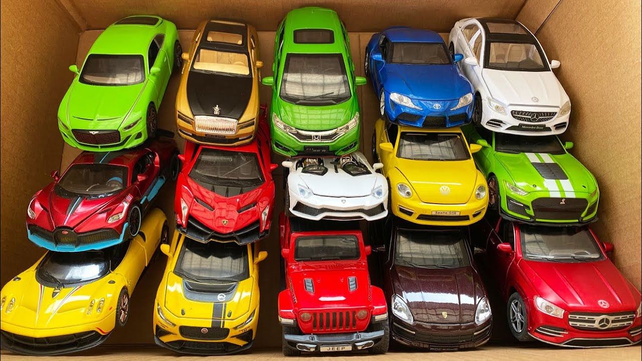 Box full of model Cars, Many kind of Cars brand and Colors, - YouTube