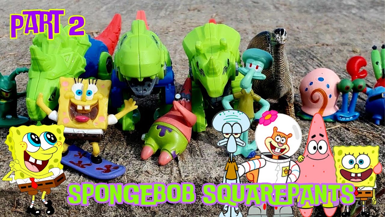 Drama Spongebob Membersihkan Mainan Dinosaurus,T-rex,Patrick,Squidward ...