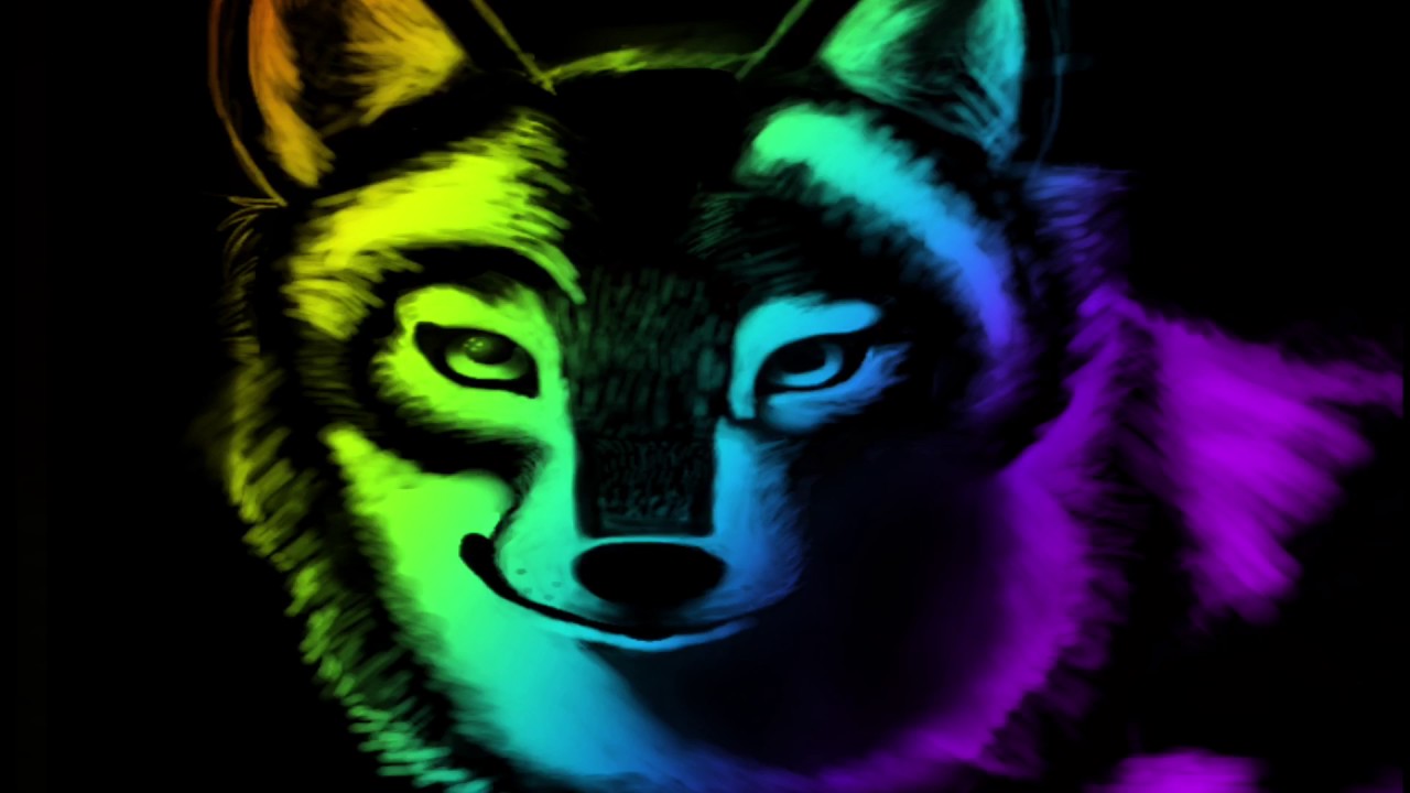 A rainbow wolf drawing - YouTube