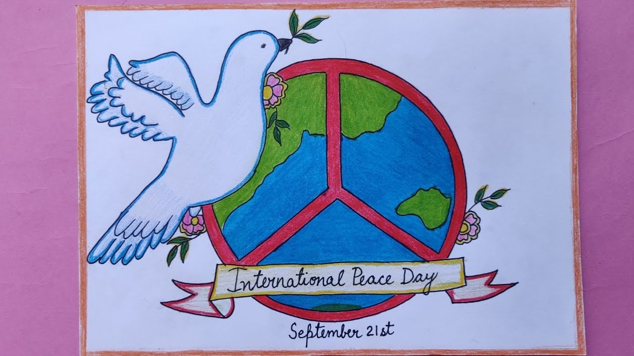 International Peace Day drawing | Peace day Poster | How to draw World ...