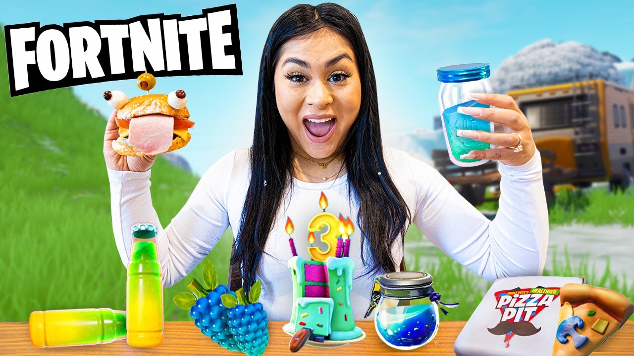 i only ate FORTNITE FOODS for 24 hours! **FOOD CHALLENGE** - YouTube