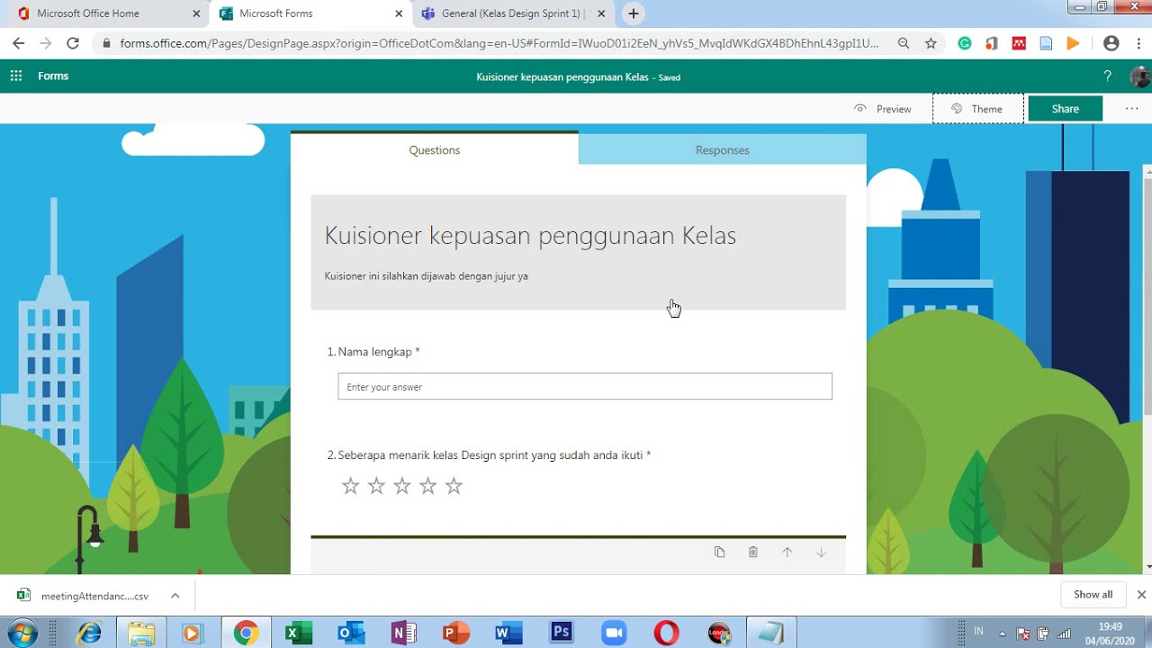 5. Membuat Kuisioner & Kuis dengan Microsoft Forms - Microsoft Office ...