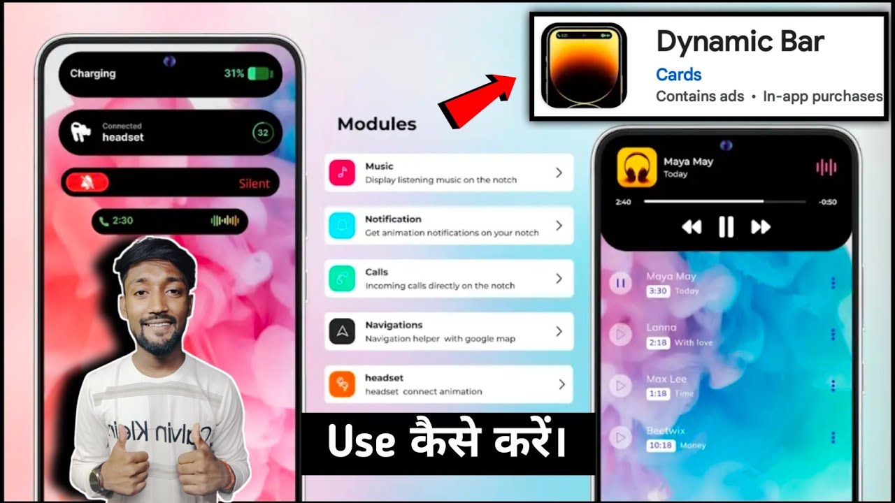 Dynamic Bar App Use Kaise Kare || Dynamic Bar App Full Settings ...
