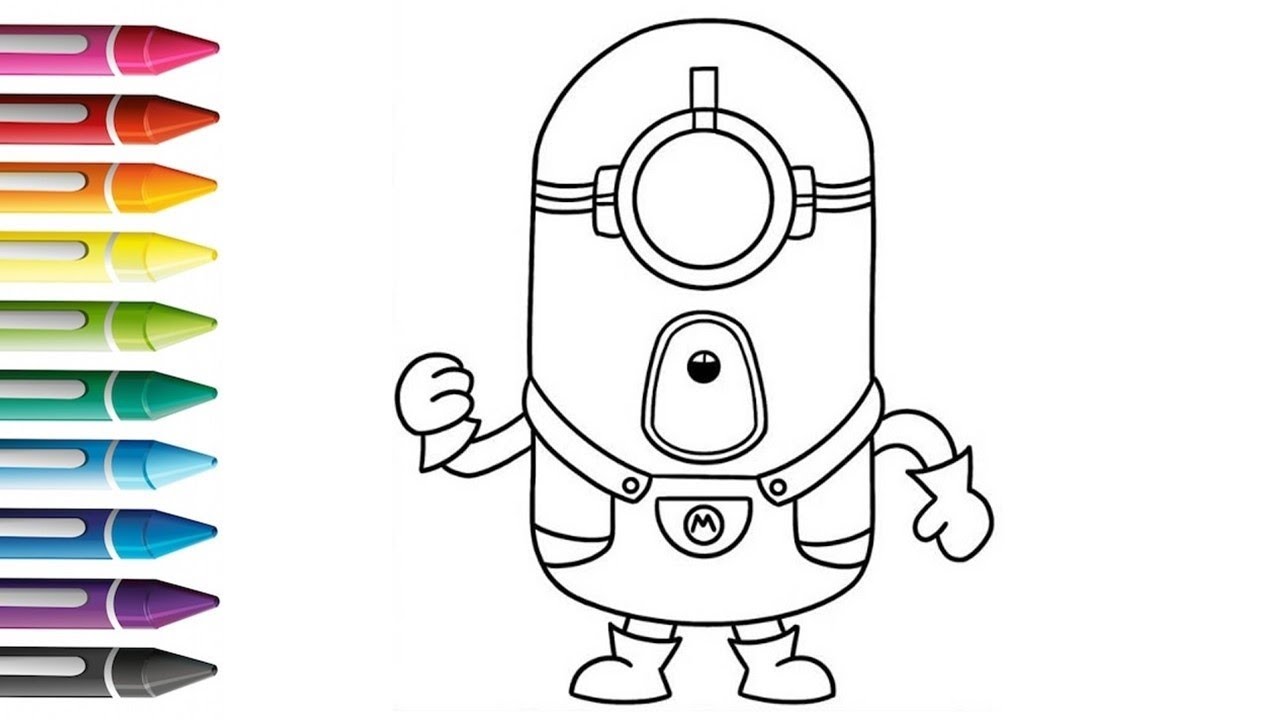 How To Draw Cute Minion, Painting And Coloring For Kids And Toddlers ...