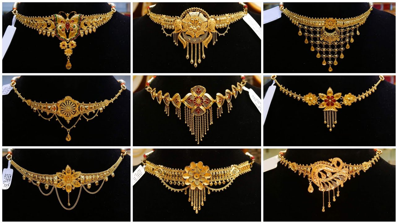 Bridal 22k gold choker necklace design with weight and price/Choker ...