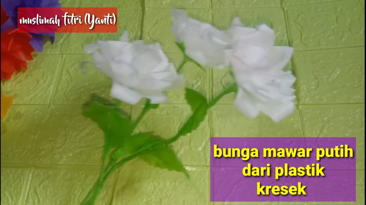 cara membuat bunga mawar putih dari plastik kresek // DIY white rose ...