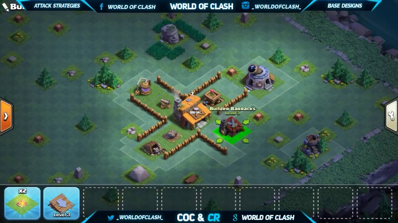 Clash of Clans 'BEST' Town hall 2 Th2 Builder's Base New Versus Battle Update CoC Defense Layout ...