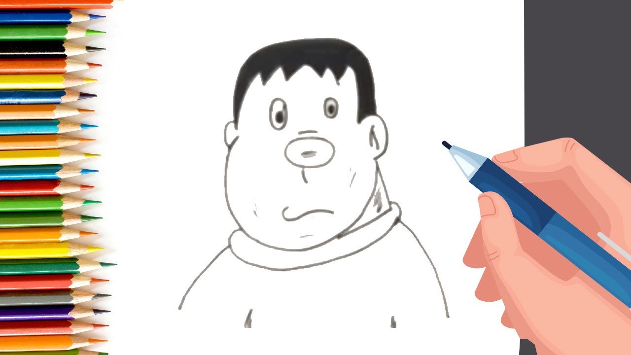 How to Draw Gian from Doraemon - YouTube