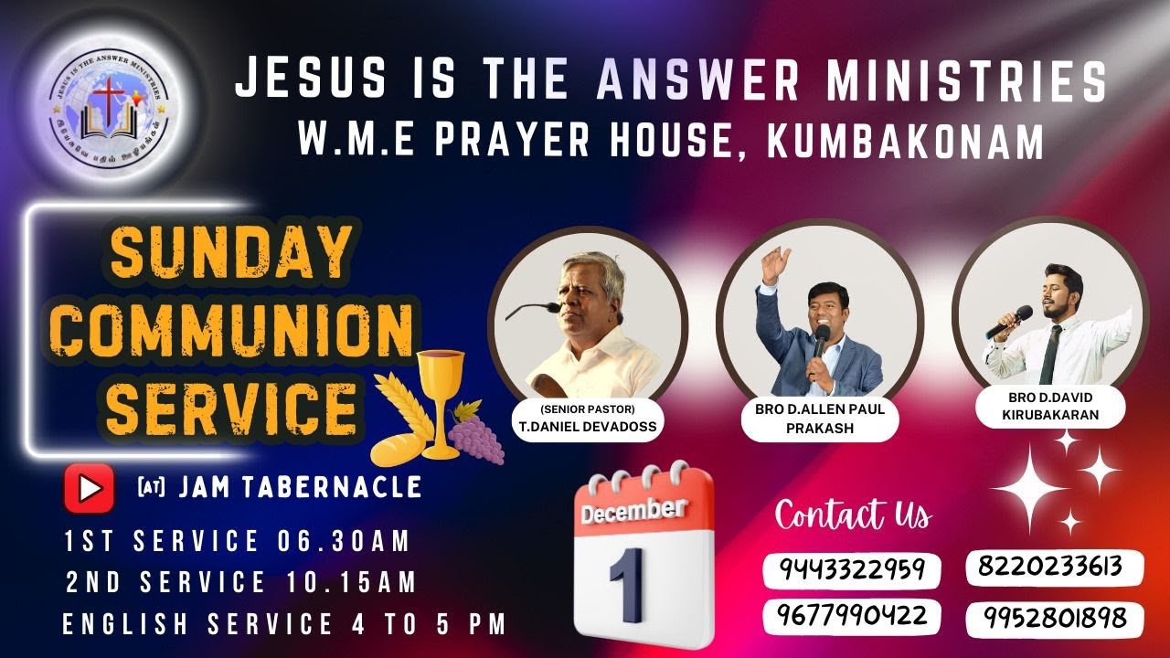 🔴LIVE || Sunday Service (01.12.2024) || JAM TABERNACLE ( A Full Gospel ...