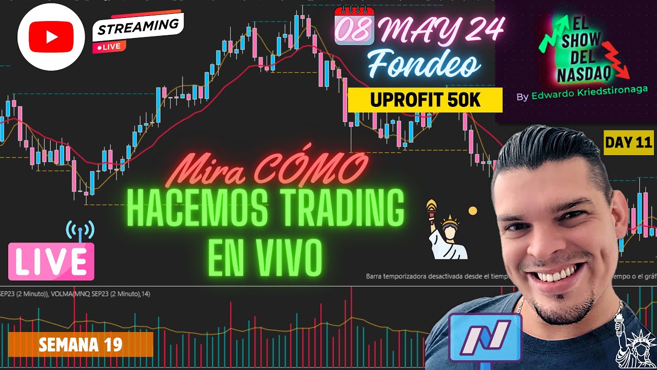 🎥🚨 Cómo HACER TRADING EN VIVO | Fondeo | Nasdaq | Sesión NY | 08MAY24 | Trader Edu ...