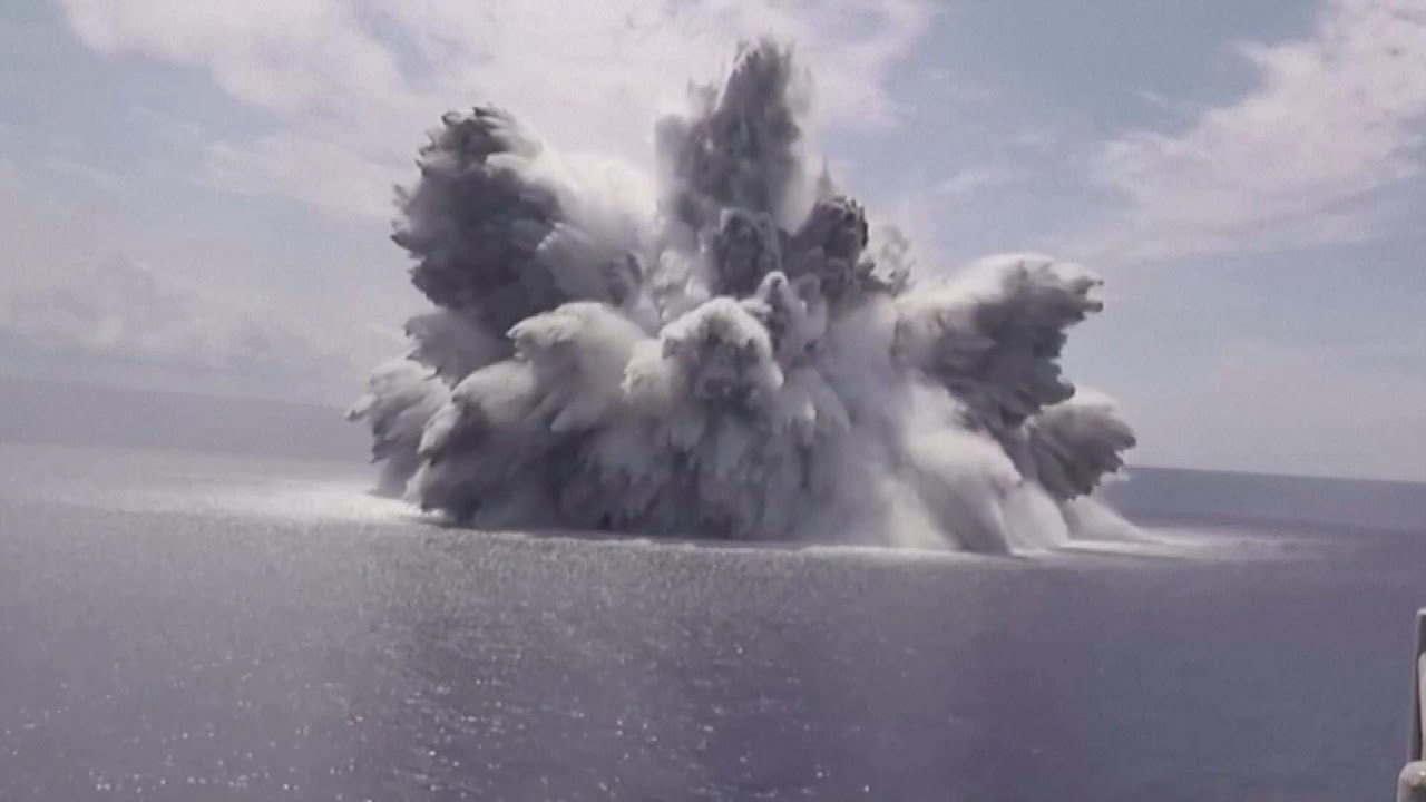 Navy Sets off Explosion to Test New Aircraft Carrier - YouTube