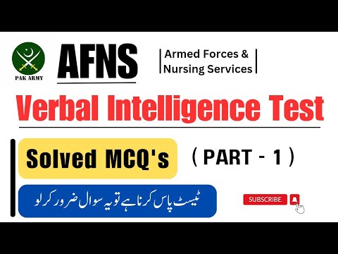 AFNS Verbal intelligence Test MCQ's with Solution || Pak Army AFNS ...