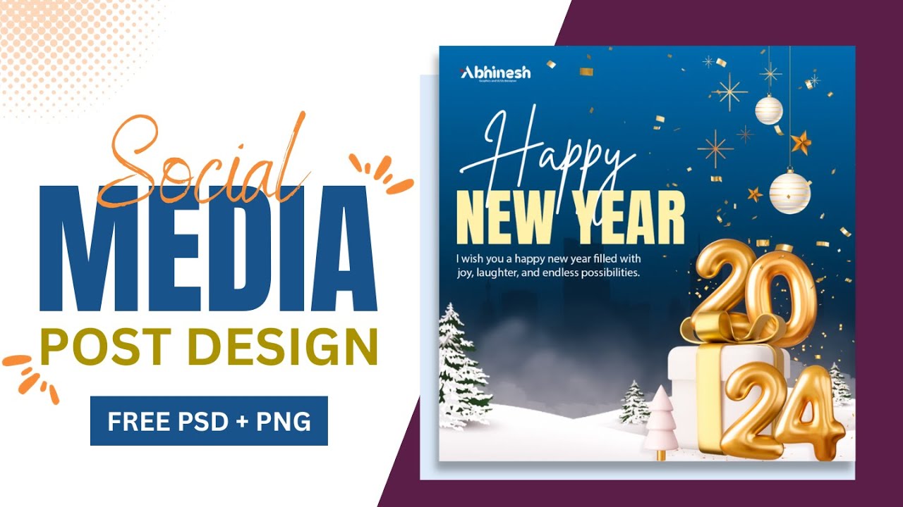 Happy New Year 2024 - Social Media Post Design || Photoshop - YouTube