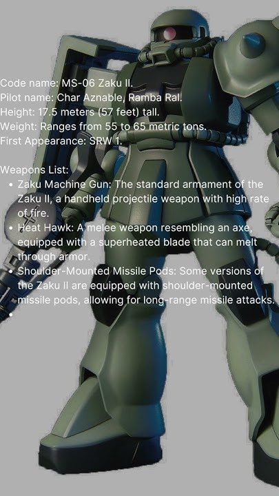Super Robot Wars (SRW) mecha/robot/unit data - Zaku II. - YouTube