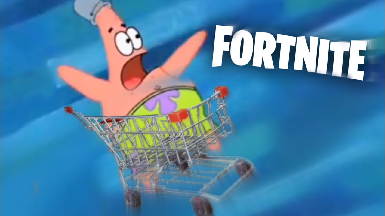 Patrick Star Rides The Shopping Cart From Fortnite - YouTube
