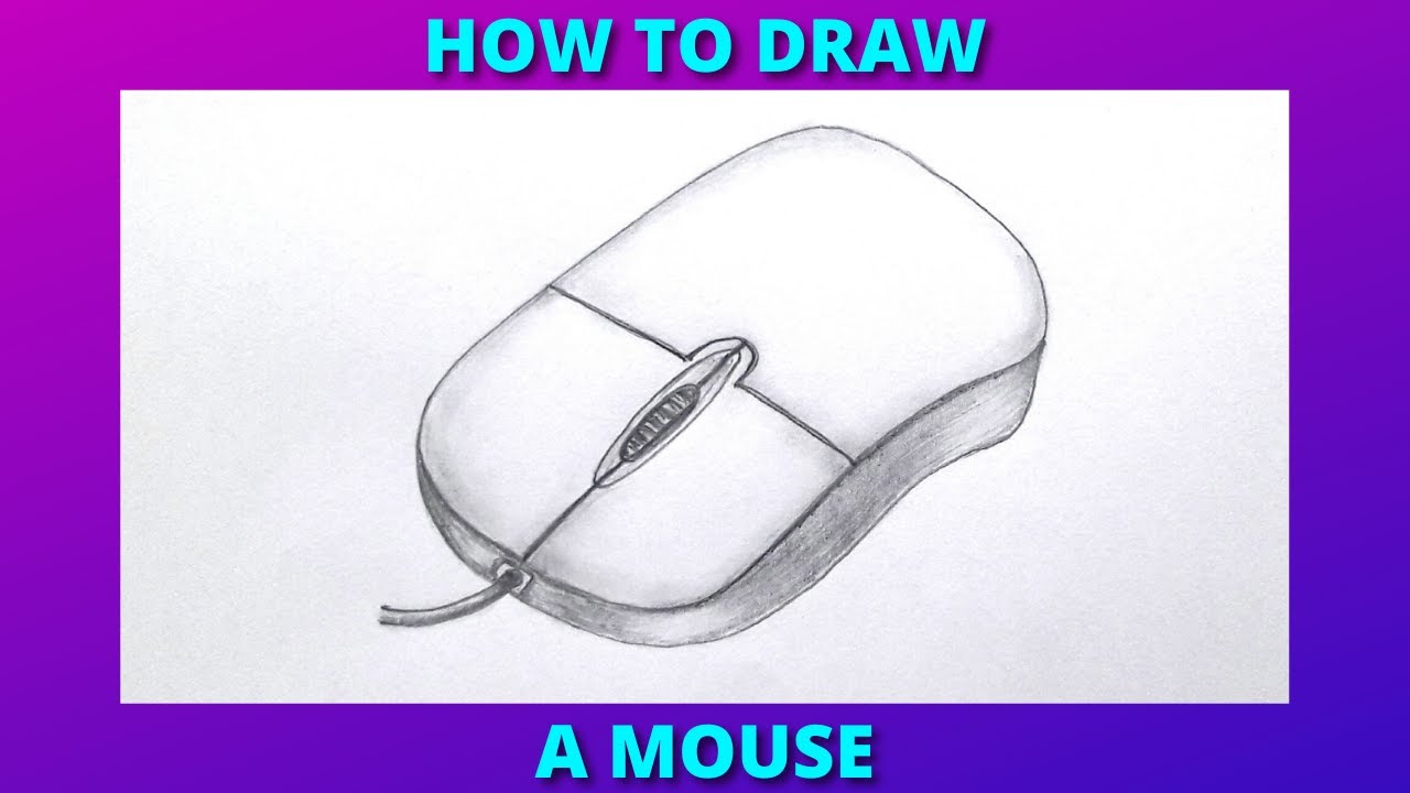 How to draw a computer mouse with pencil / Easy step by step method for ...