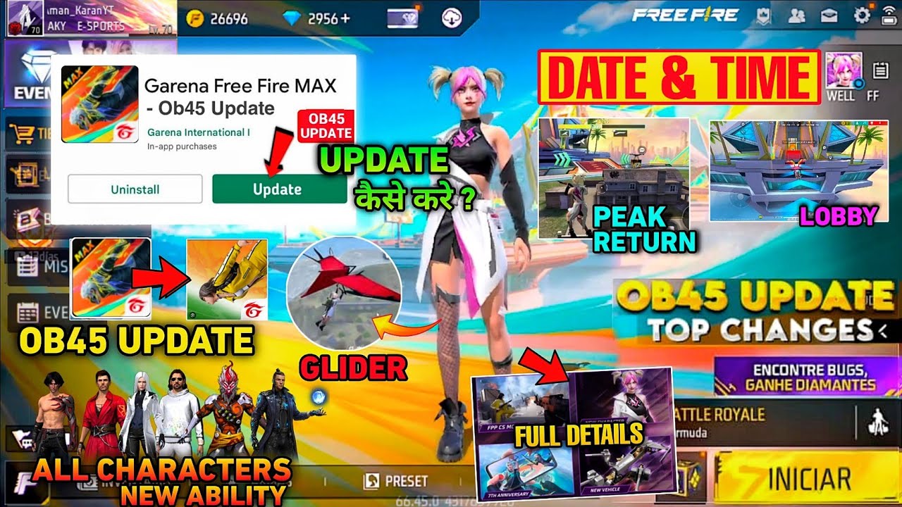 Ob45 New Update 🔥 Free Fire Update Date & Time | FF Max New ob45 Update ...