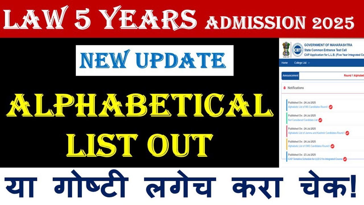 llb 5 years alphabetical list 2025 I law 5 years alphabetical list out ...