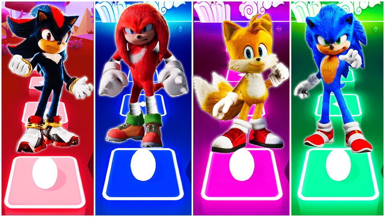 Shadow vs Knuckles vs Tails vs Sonic || Tiles Hop EDM Rush - YouTube
