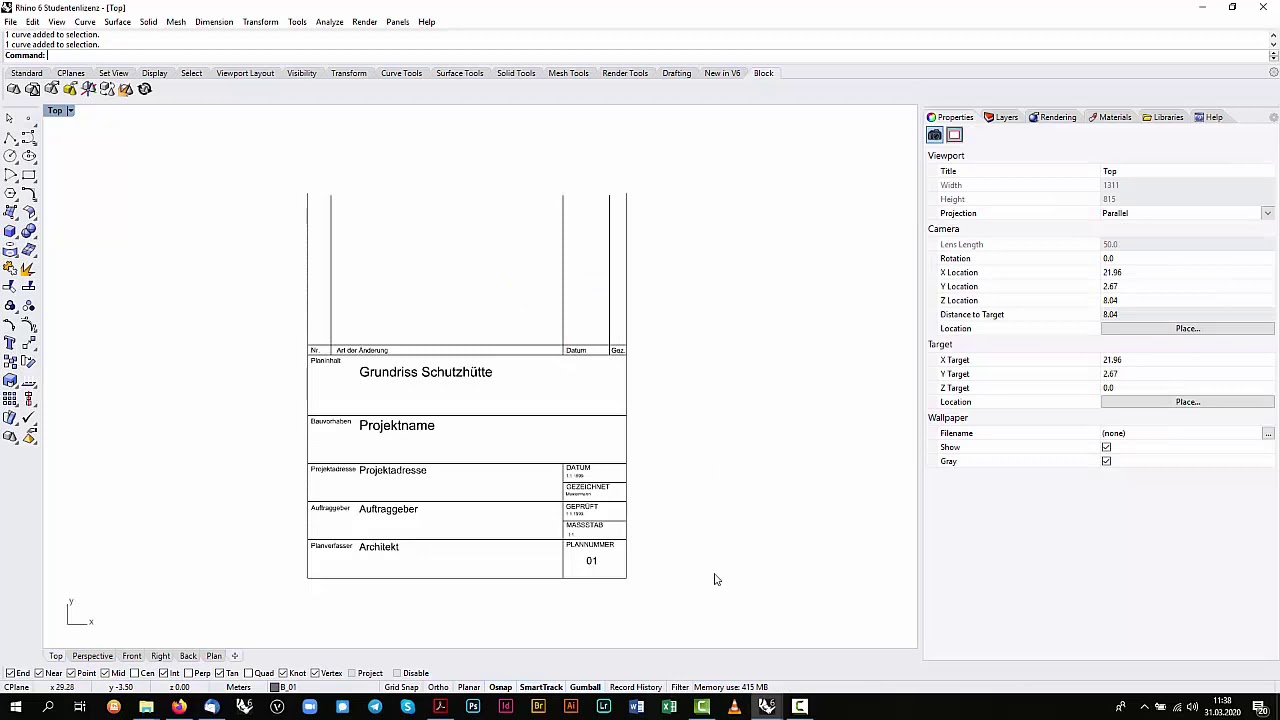 HS-Mainz CAD 1&2 Erstellen von Plankopf mit dem Blockedit (Rhino) - YouTube