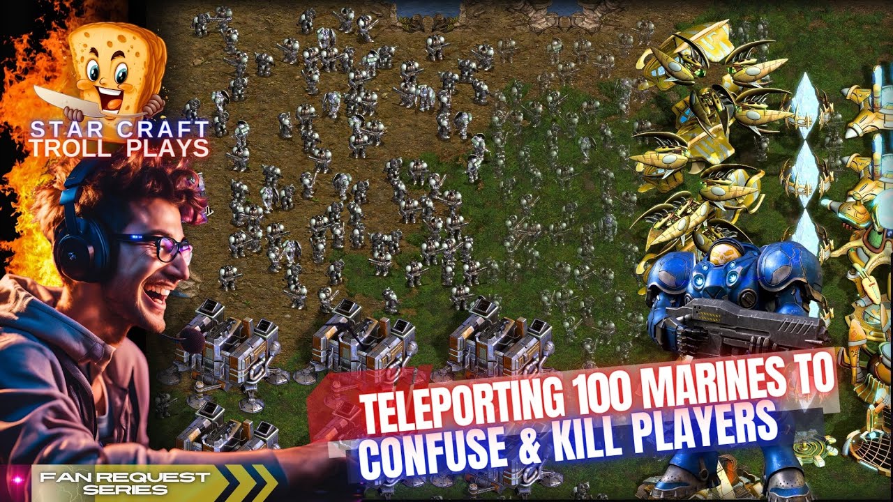 StarCraft Troll Plays | How to Teleport 100 Marines to Kill Players | How To Gameplay - YouTube