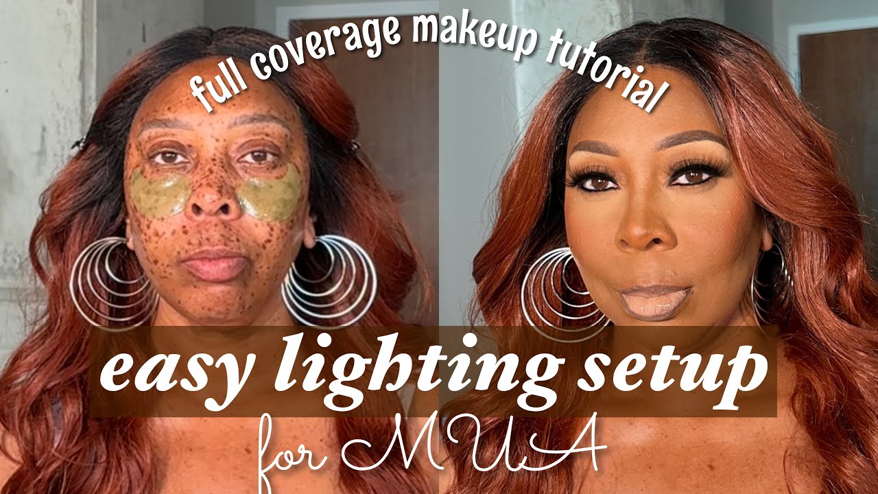 makeup lighting set up + full coverage makeup routine *detailed WOC ...