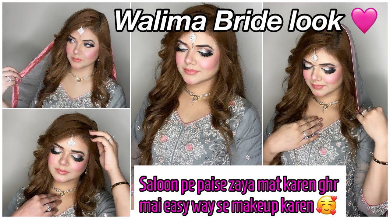 Easy Way Walima Bride look At Home 🩷 - YouTube