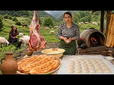 IRAN Village Life  : Baking Tandoori Bread and Lamb Leg Dishes 🍖🍞