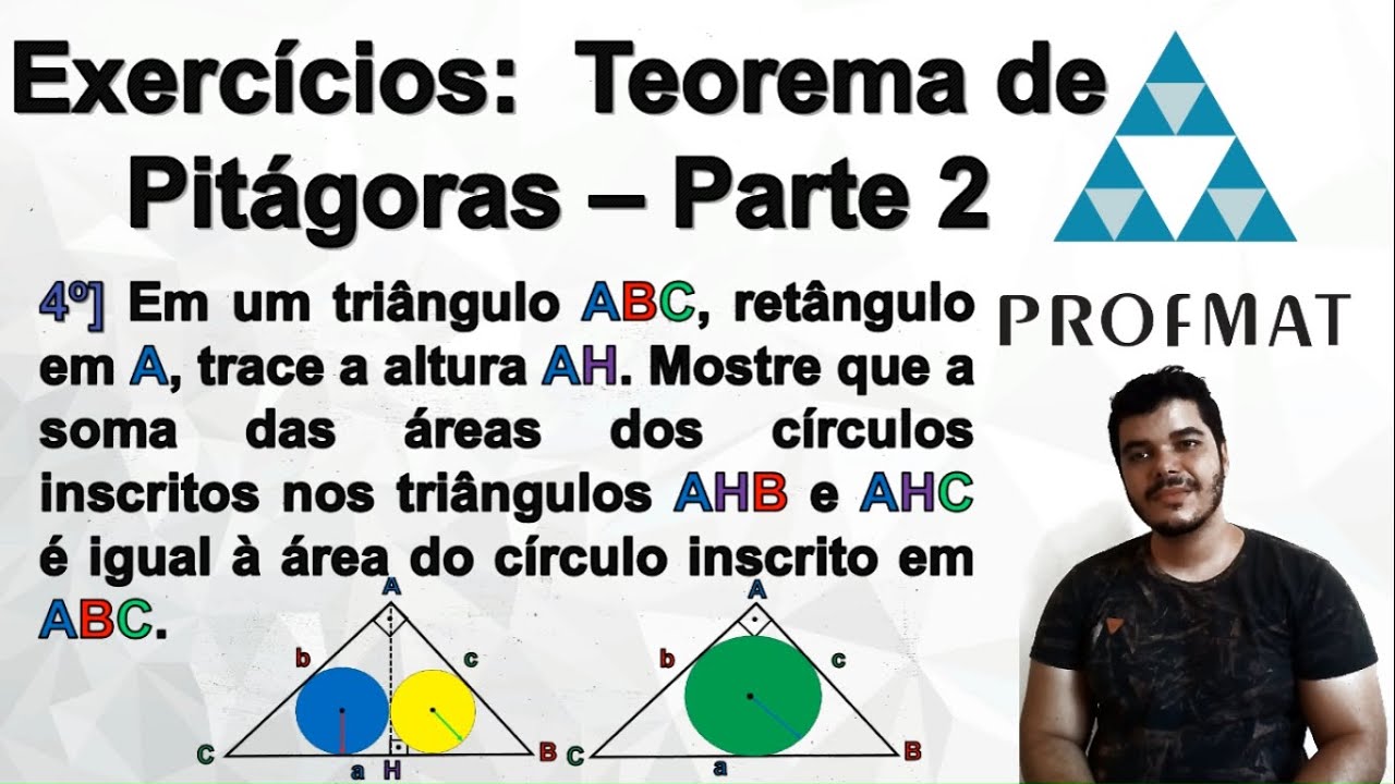 Exercícios Teorema de Pitágoras - Parte 2 - Área do círculo inscrito ...