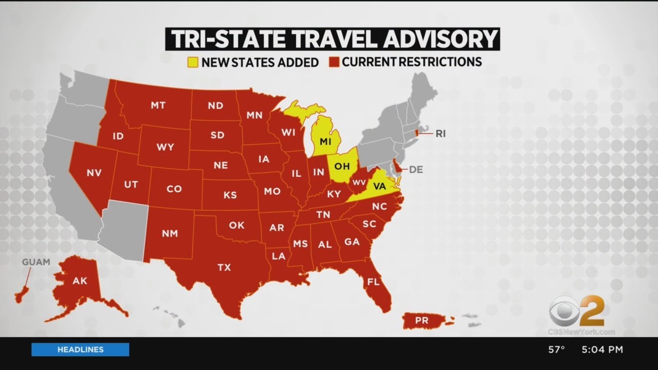 3 States Added To Tri-State Travel Advisory List - YouTube