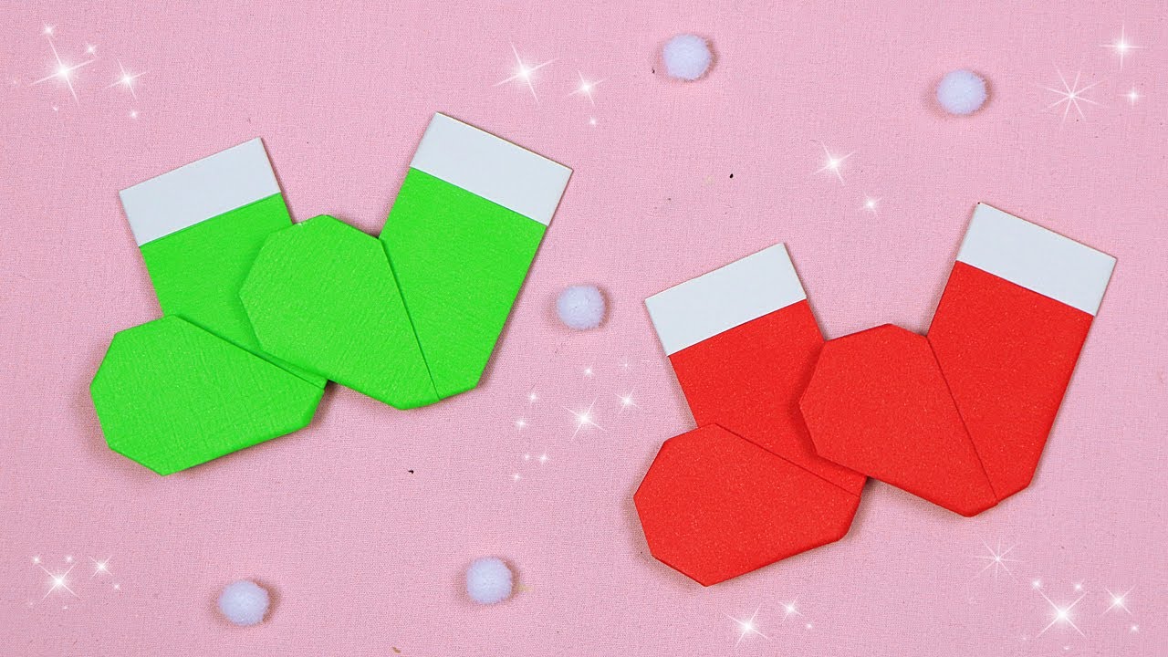 How to make Paper Santa Boots | Origami Paper Santa Boots - YouTube