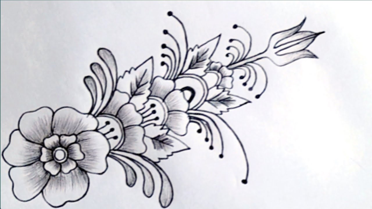 Flower Drawing | Easy Drawing | Embroidery Floral Design | Simple ...